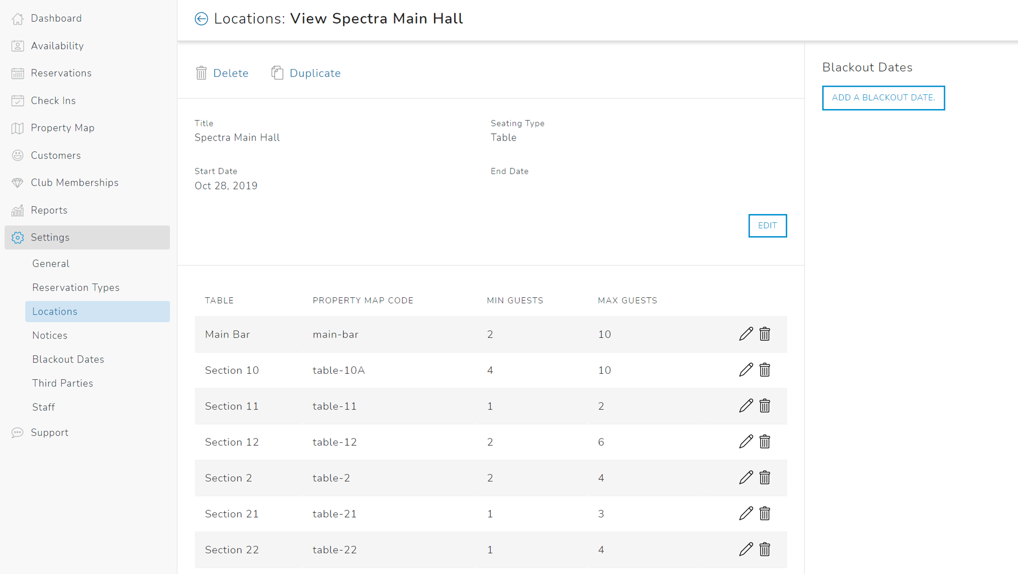Reservation property map setup for designers/developers