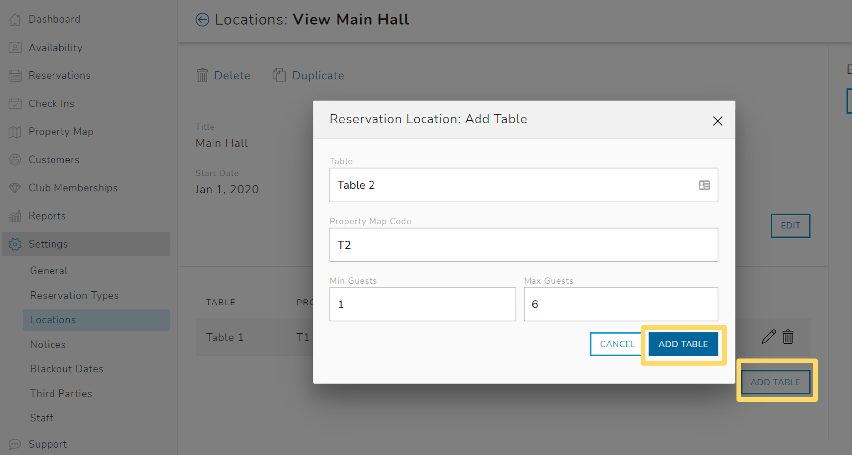 Setting Up Reservation Locations