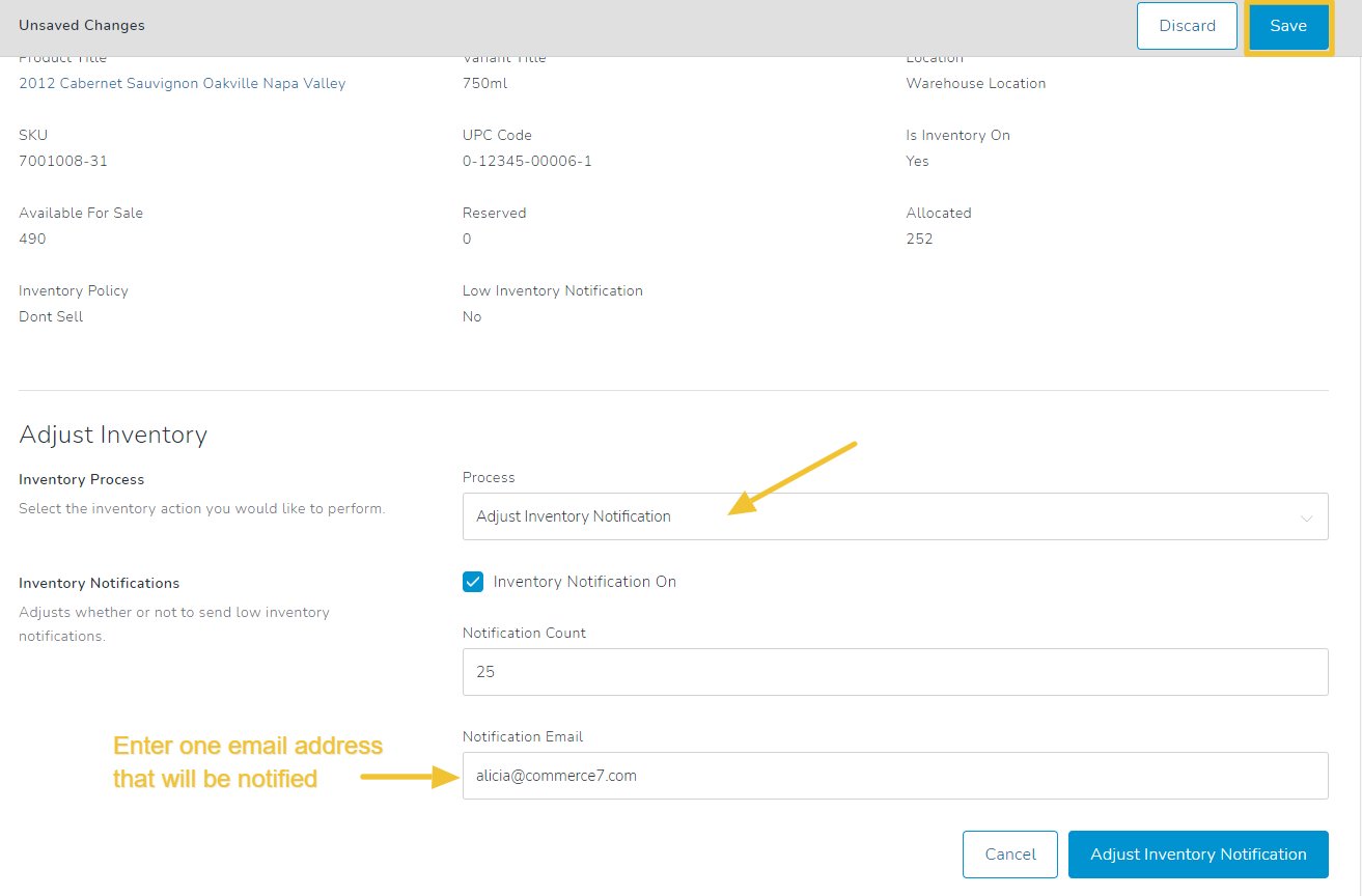 Inventory Notifications