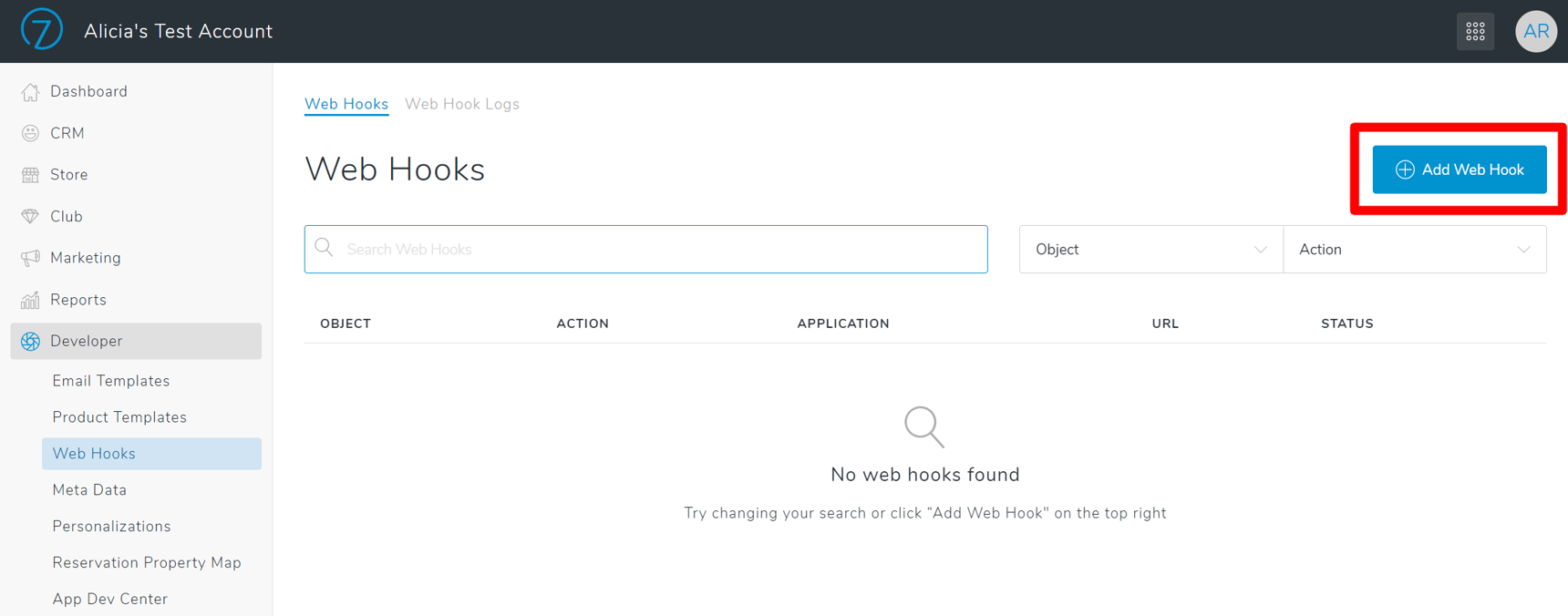 Configuring your Web Hook