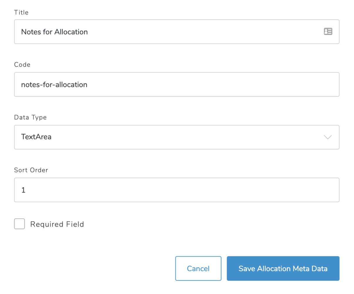 Creating Custom Fields for a Allocations