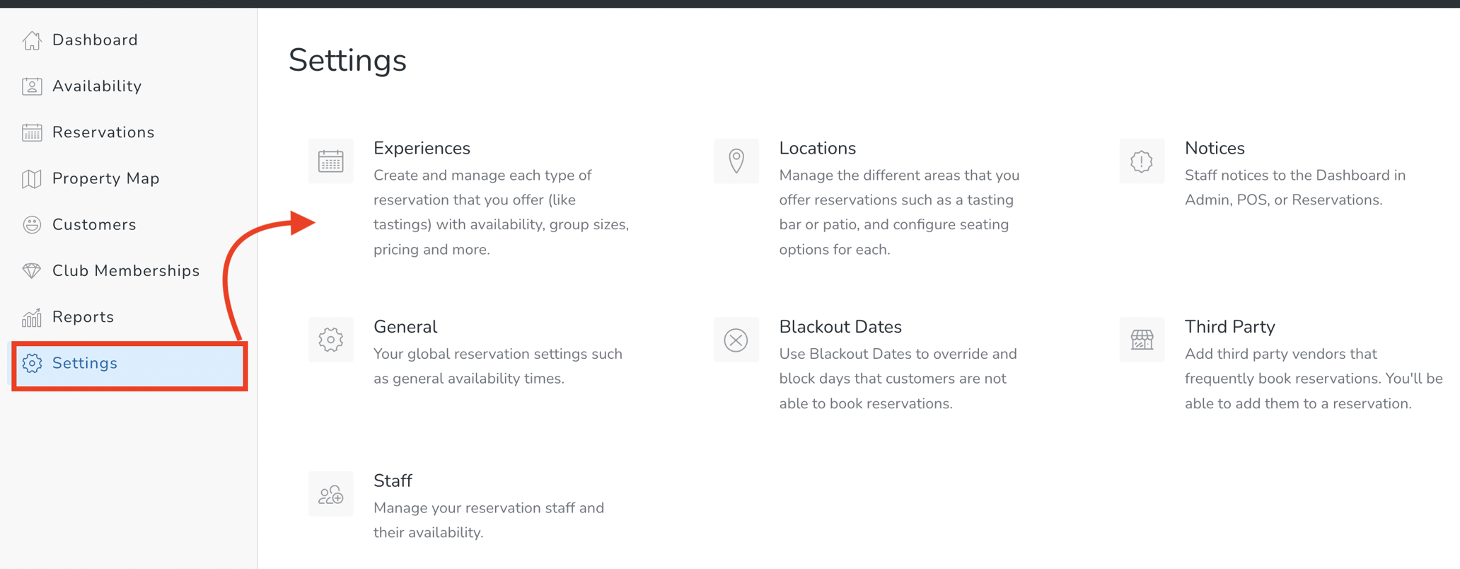 Setting Up Reservation Experiences