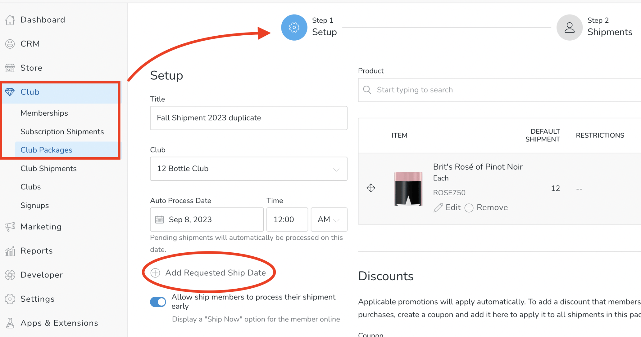 Adding a Requested Ship Date to Club Releases