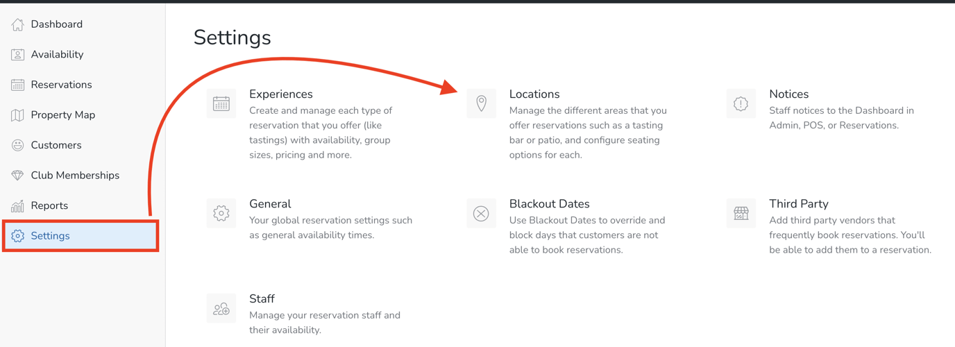 Setting Up Reservation Locations