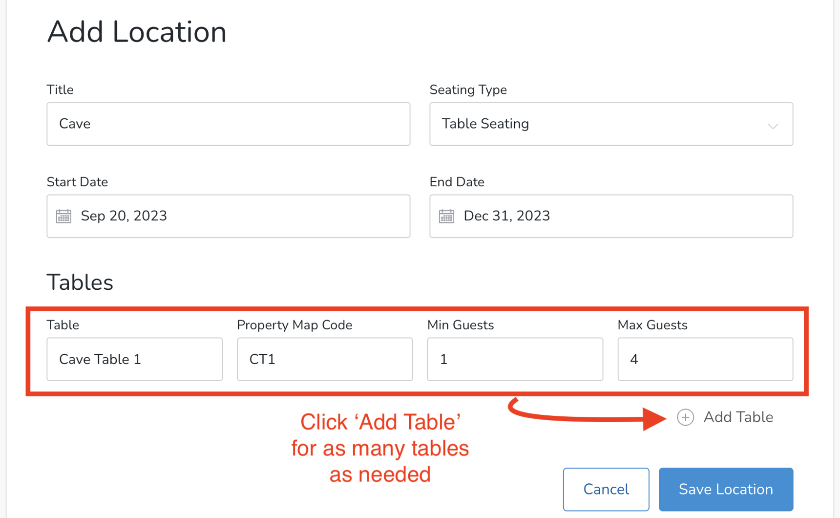 Setting Up Reservation Locations