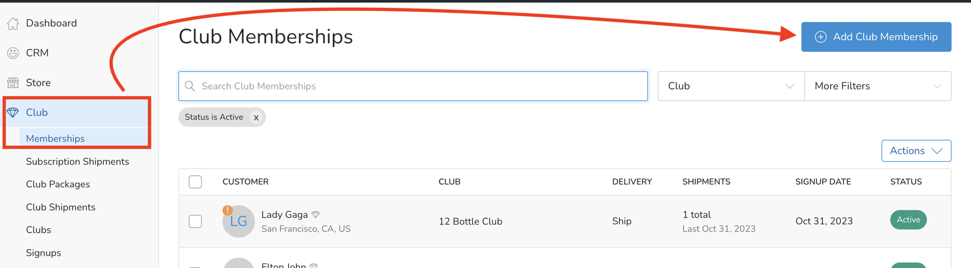 Adding or Creating a Club Membership