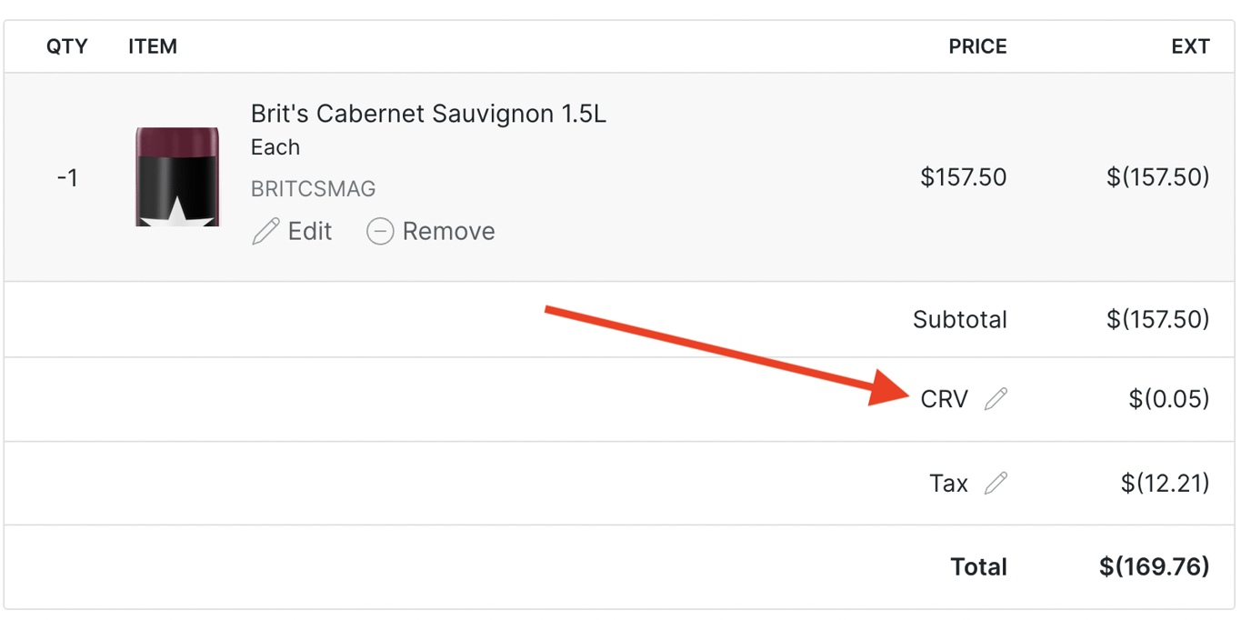 California Redemption Value Fee - CRV