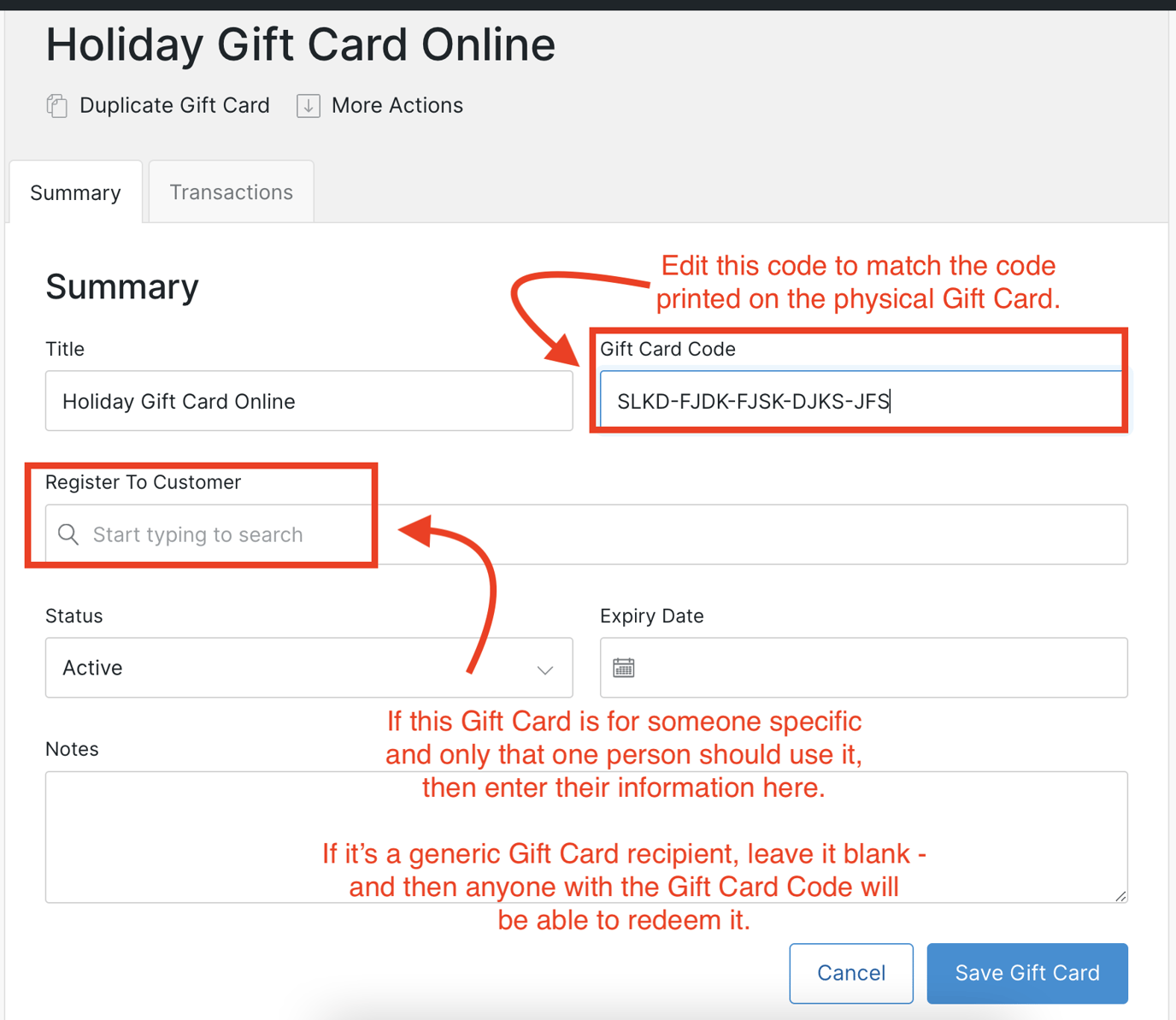 Gift Card Overview: Creating/Redeeming/Managing Gift Cards