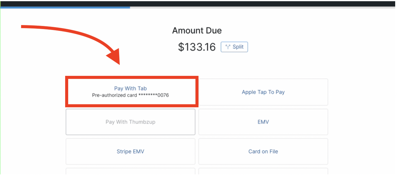 Starting a Credit Card Tab on the POS