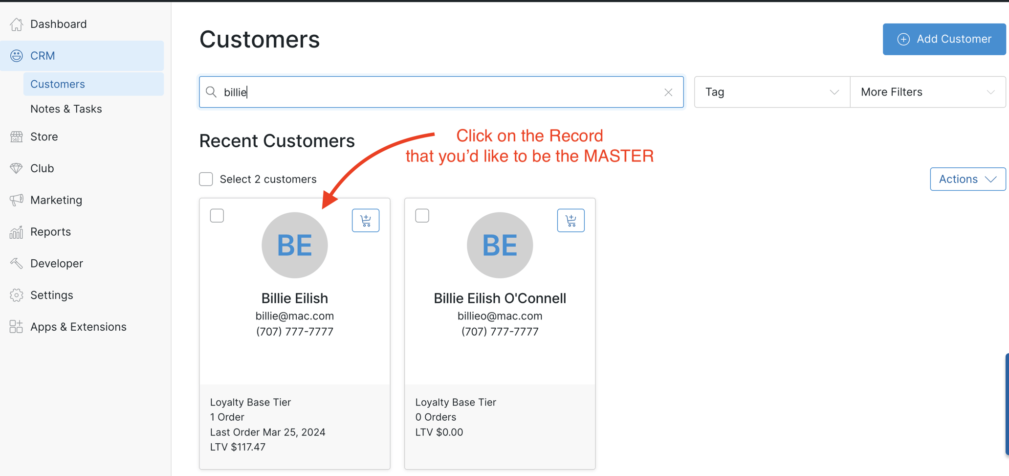 Merging Customer Records