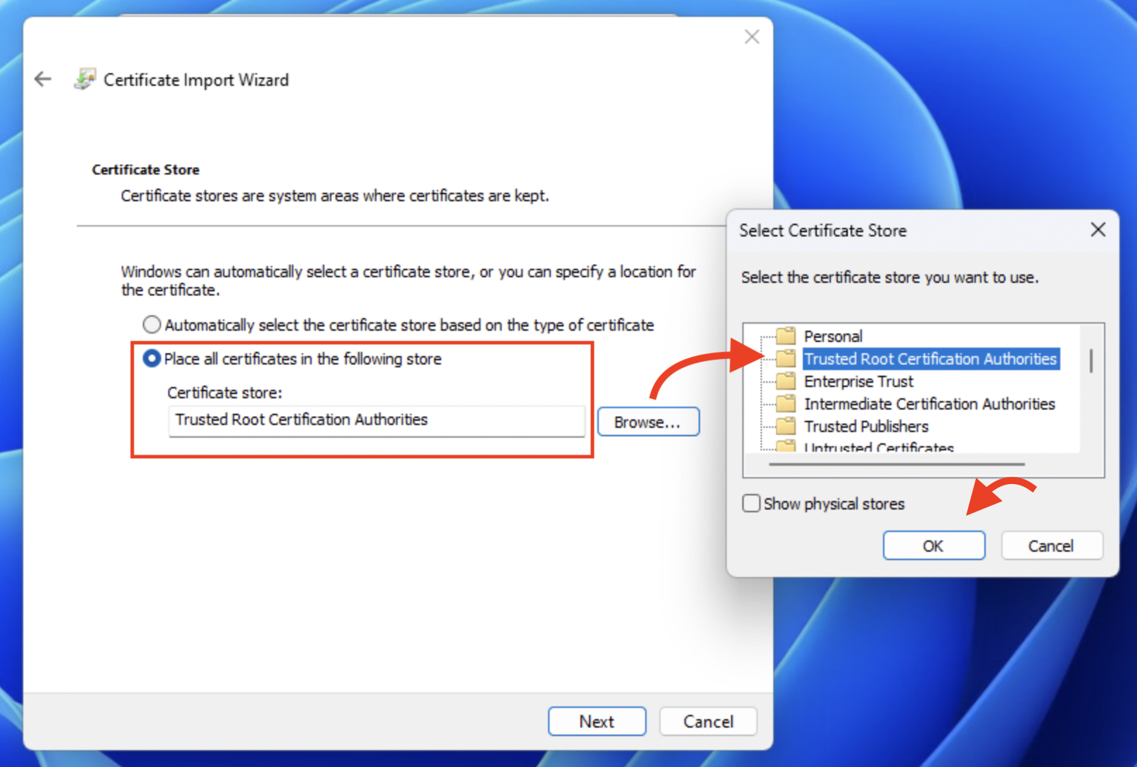 Installing a Self-signed SSL Printer Certificate - Windows