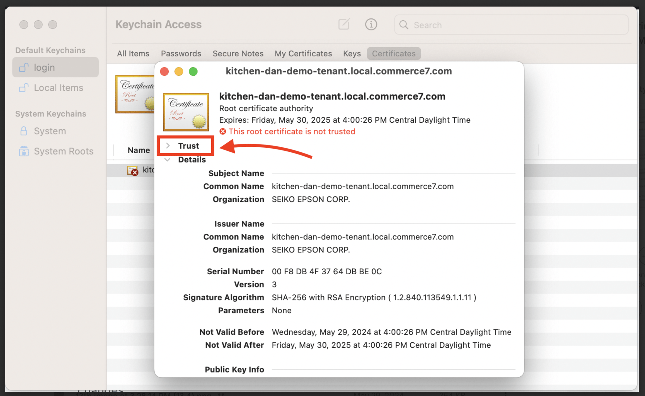 Installing a Self-signed SSL Printer Certificate - MacOS
