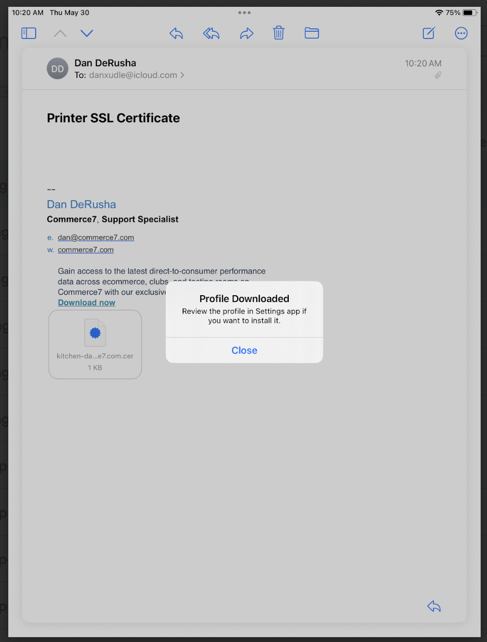 Installing a Self-signed SSL Printer Certificate - iPad