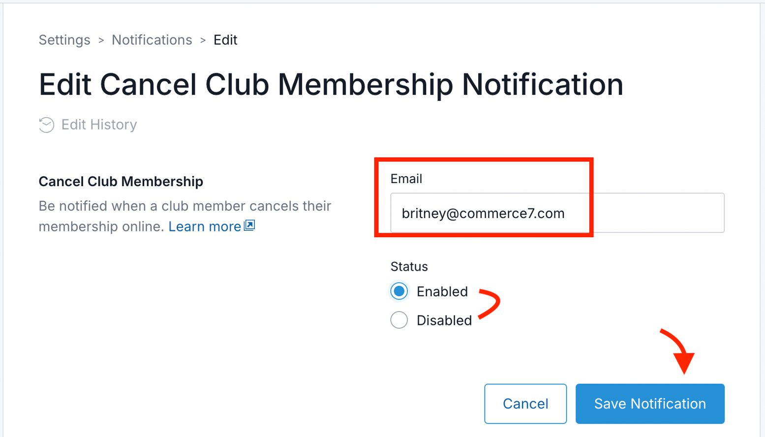 Configuring Admin Notifications