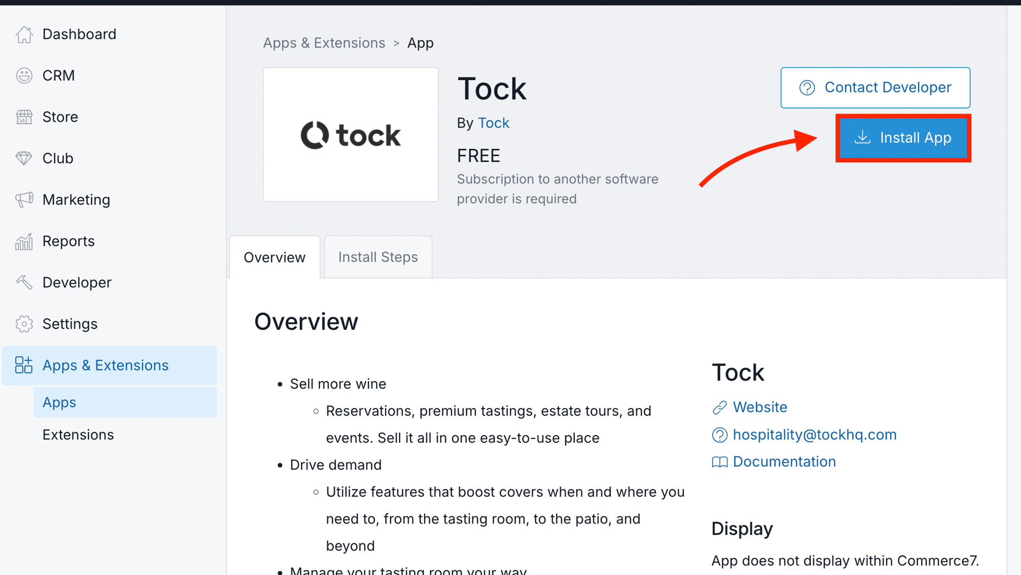 Integrating Commerce7 with Tock