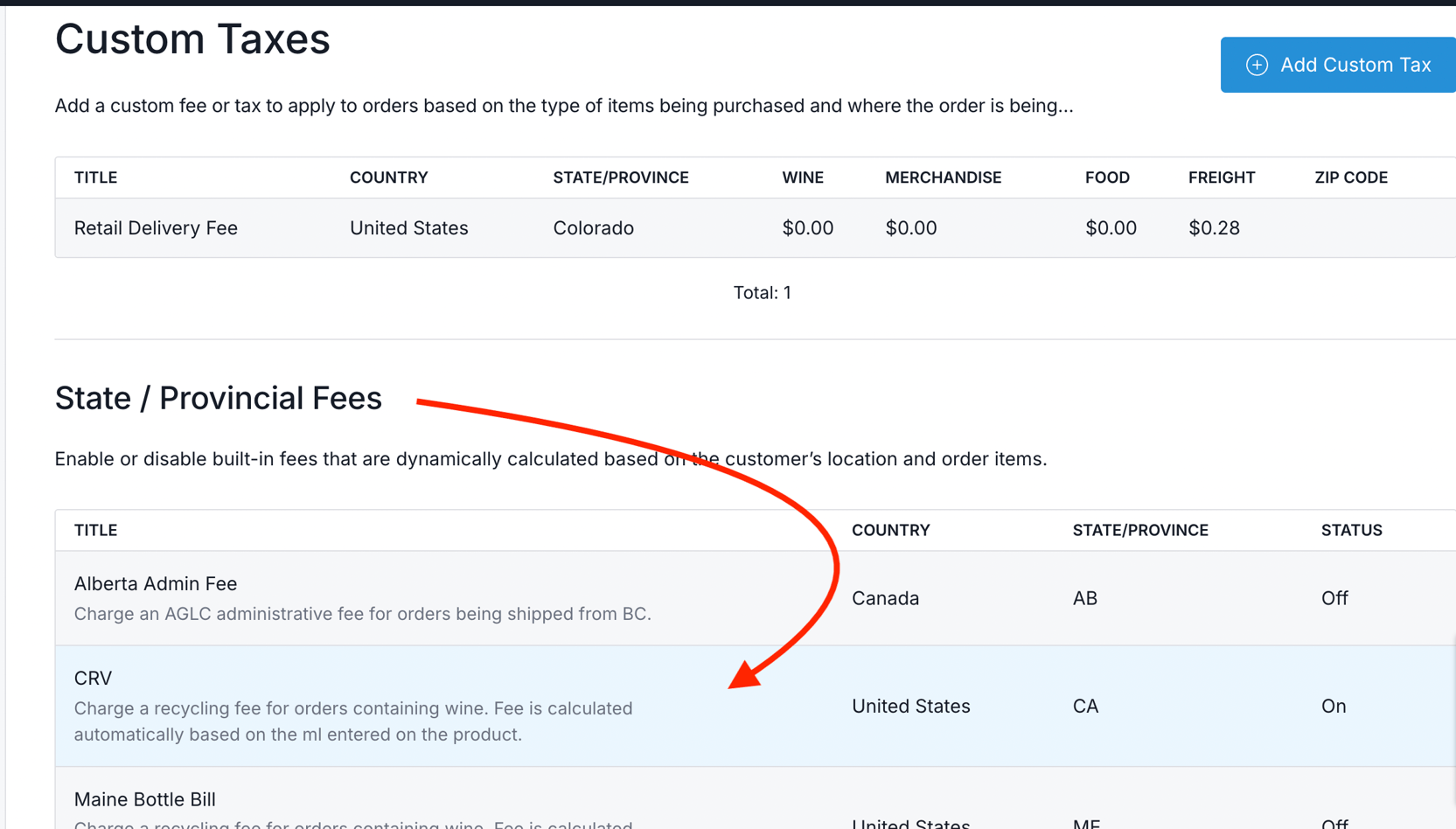 California Redemption Value Fee - CRV
