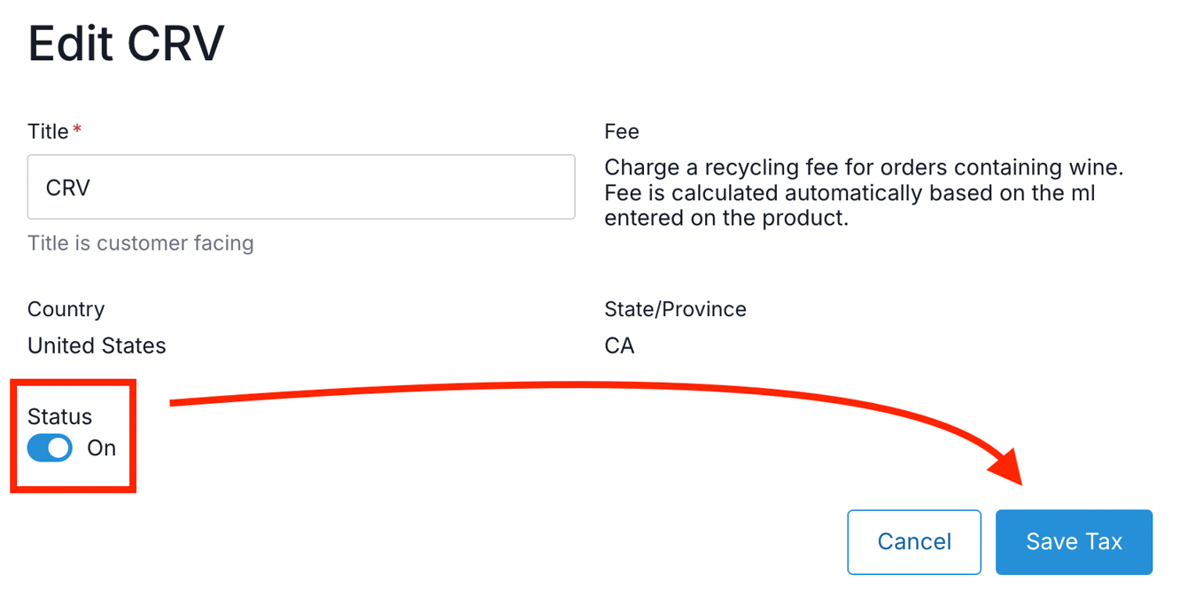 California Redemption Value Fee - CRV