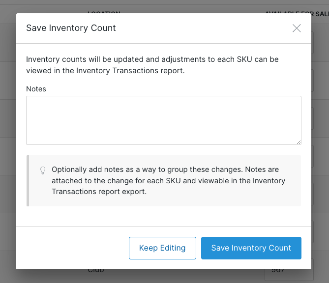 Editing/Resetting Inventory Count in Bulk