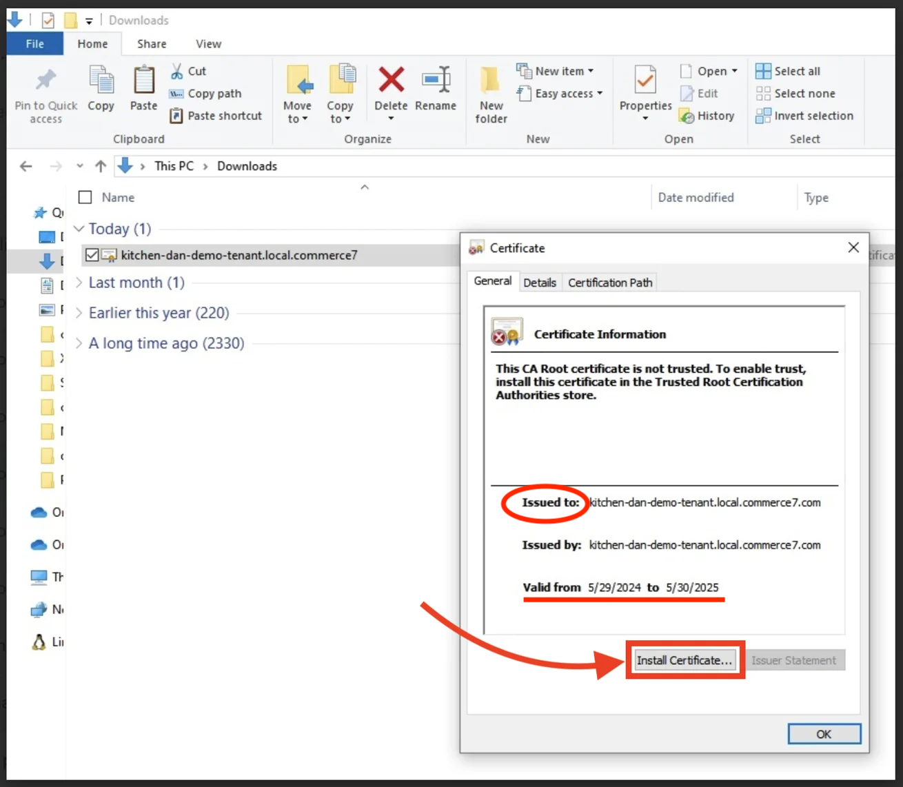 Installing a Self-signed SSL Printer Certificate - Windows