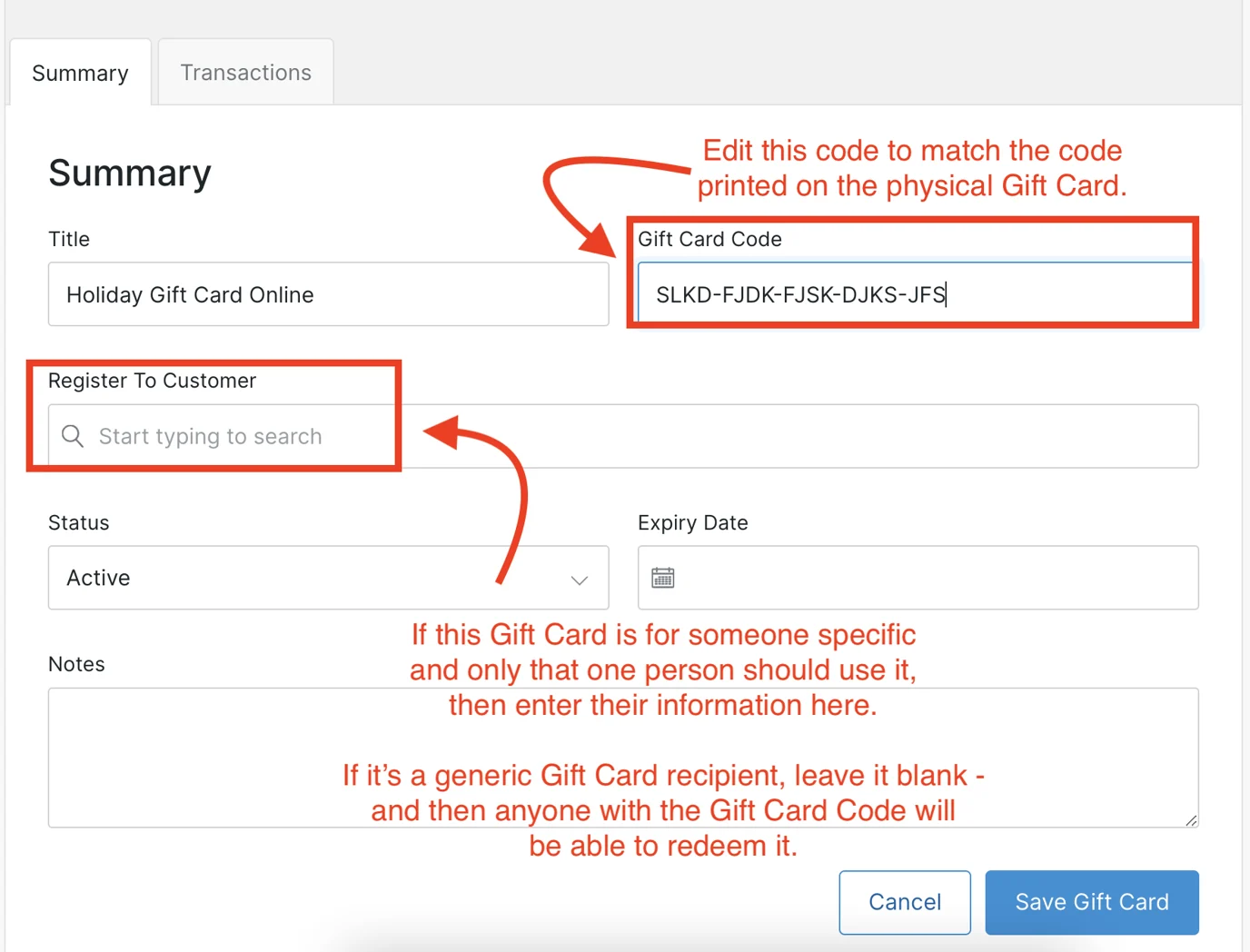 Gift Card Overview: Creating/Redeeming/Managing Gift Cards
