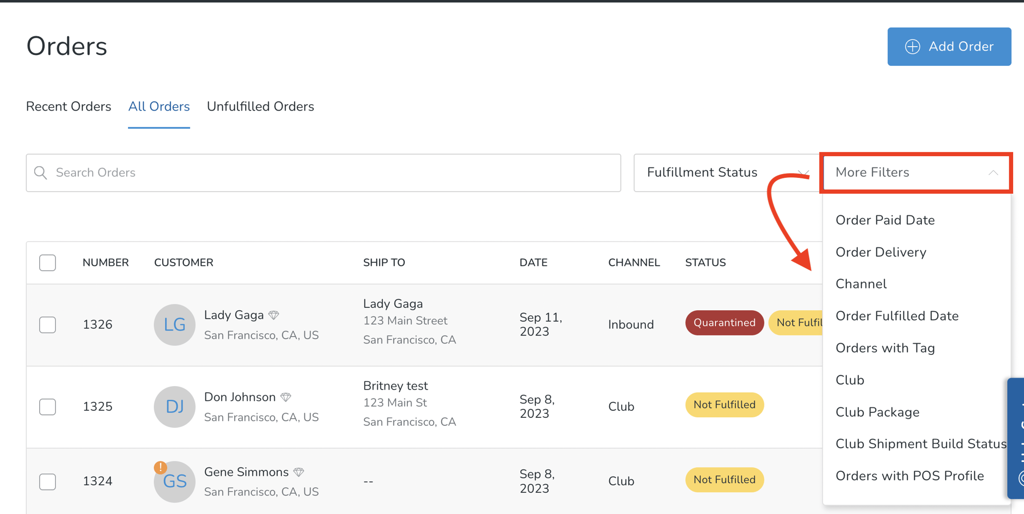 Filtering and Searching Orders
