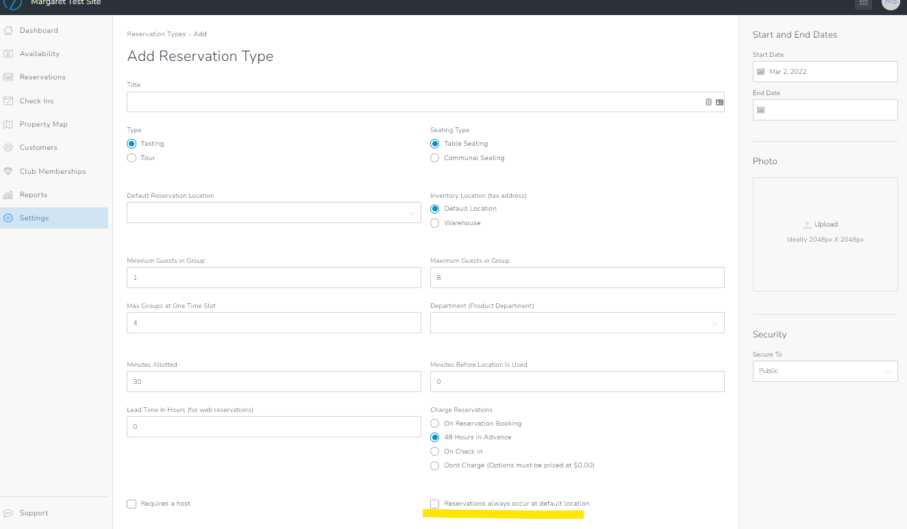 How Do I Set Up Reservations Types?