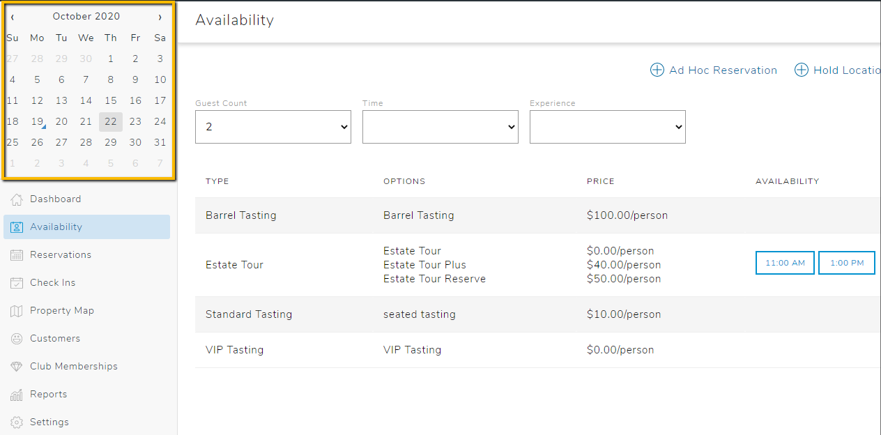 Booking Reservations From the Backend (Using the Availability Section).